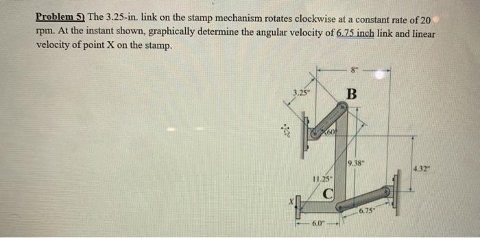Solved Problem 5 The 3.25-in. link on the stamp mechanism | Chegg.com