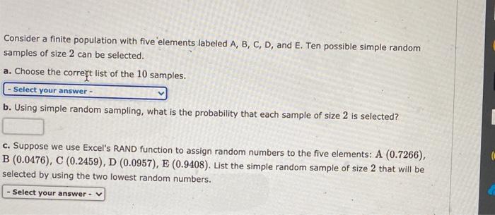 Solved Consider a finite population with five elements | Chegg.com