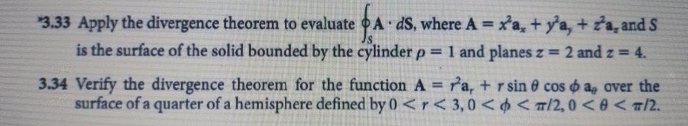 Solved 3.33 ﻿Apply the divergence theorem to evaluate | Chegg.com