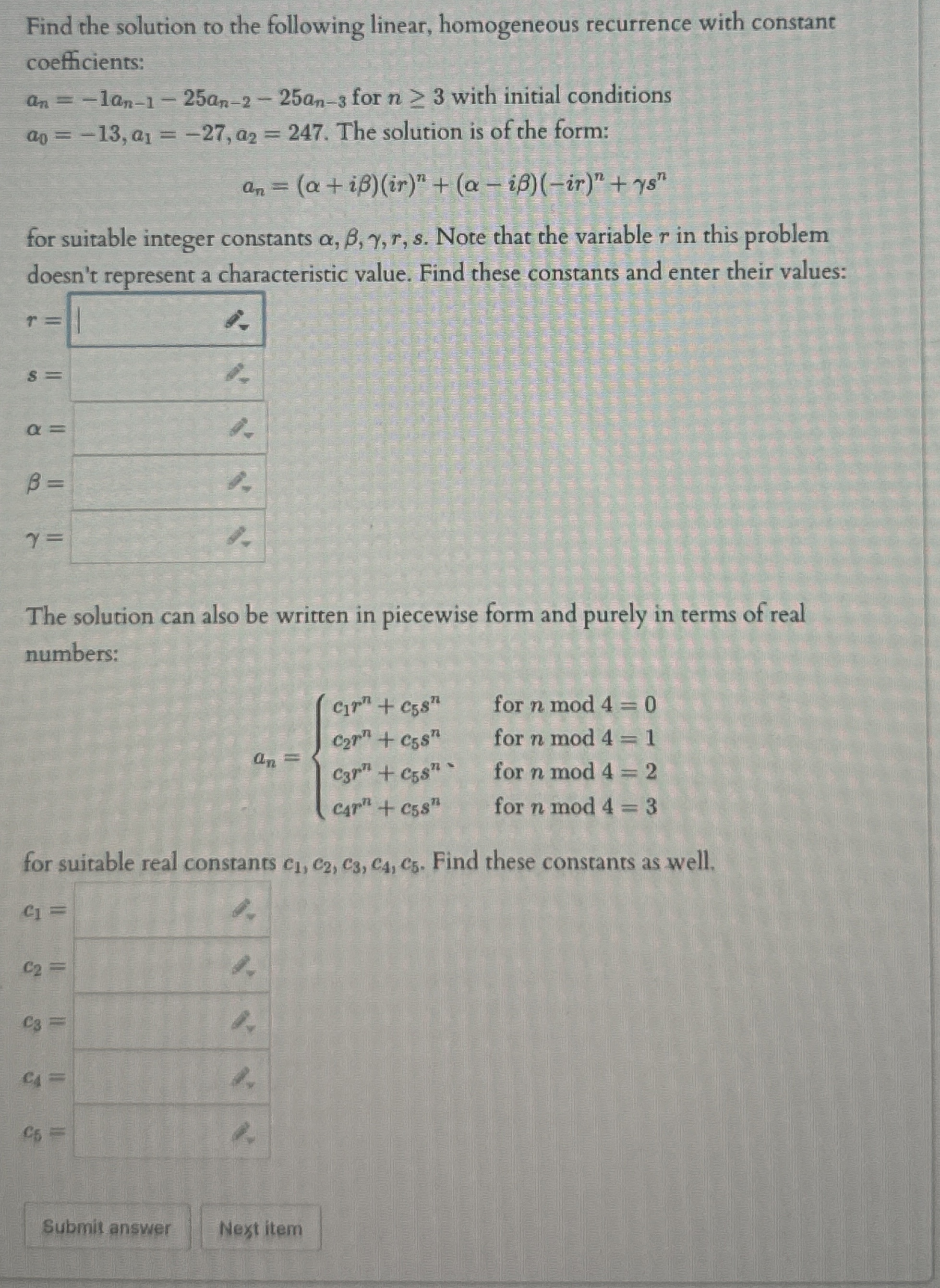 Solved by an EXPERT Find the solution to the following linear, | Chegg.com