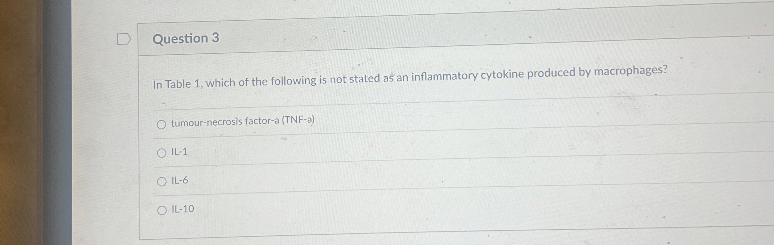Solved Question 3In Table 1, ﻿which of the following is not | Chegg.com | Chegg.com