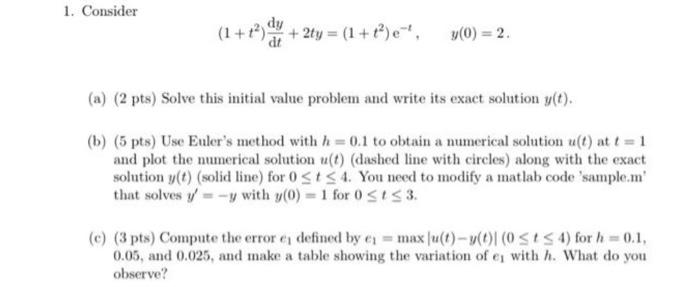 Solved 2. Consider the second-order Runge-Kutta method (or | Chegg.com