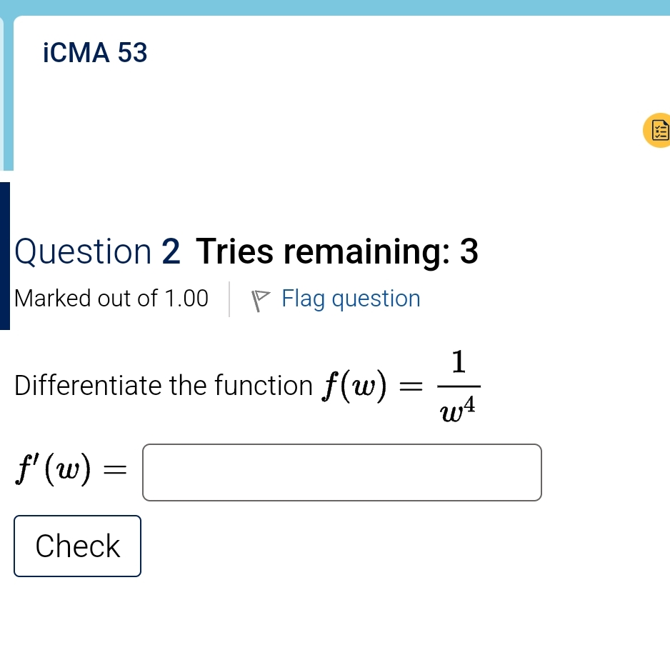 Solved iCMA 53Question 2 ﻿Tries remaining: 3Marked out of | Chegg.com