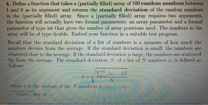 Solved Define a function that takes a (Partial filled) array | Chegg.com