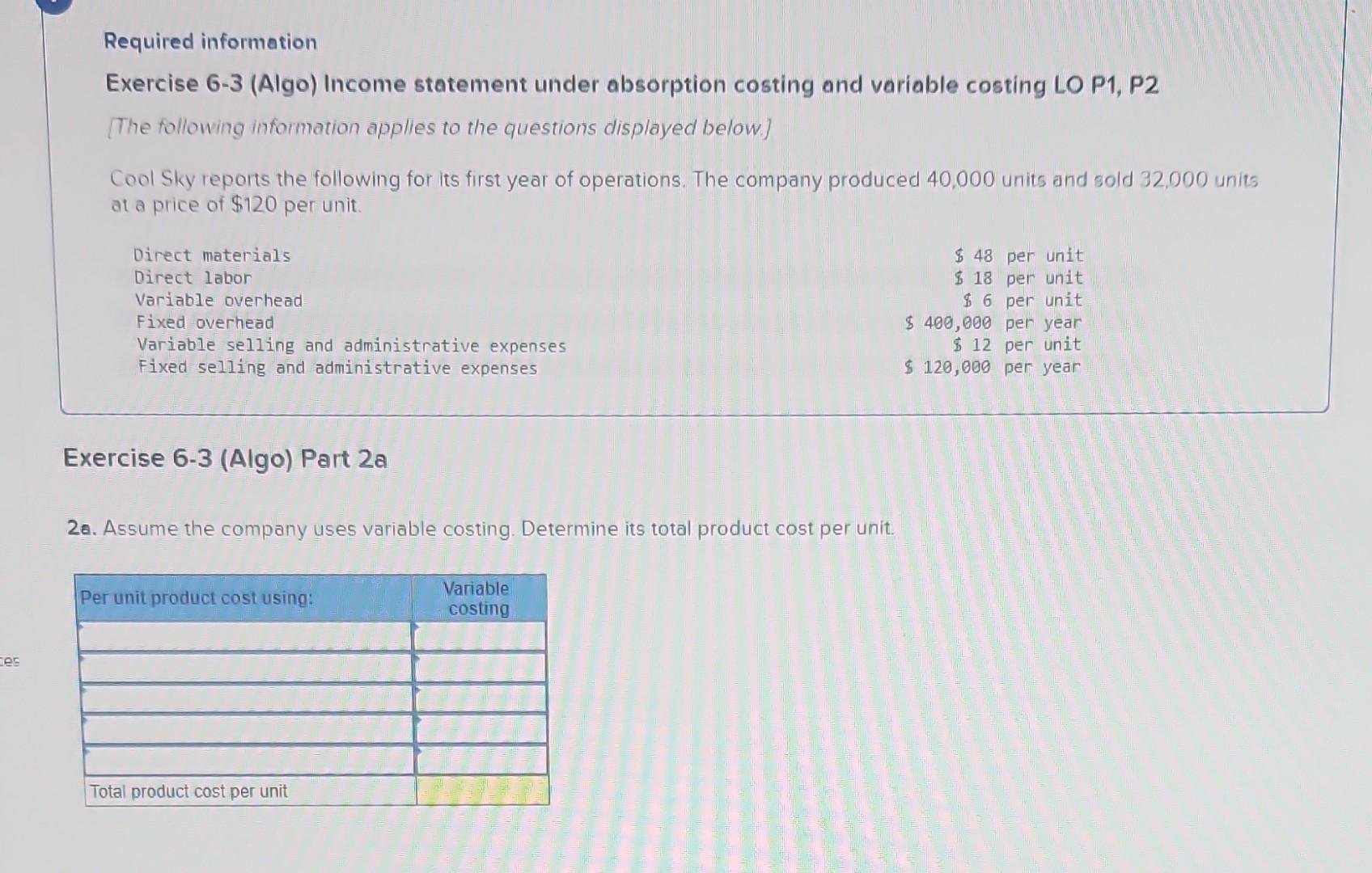 Solved Required information Exercise 6-3 (Algo) Income | Chegg.com