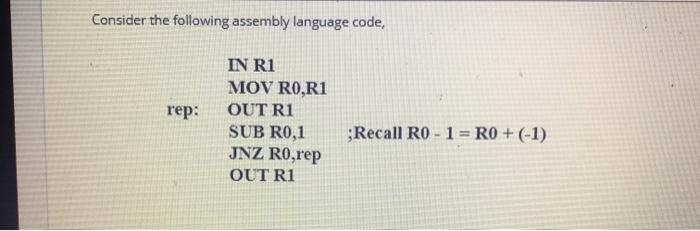 Solved Consider the following assembly language code, rep: | Chegg.com