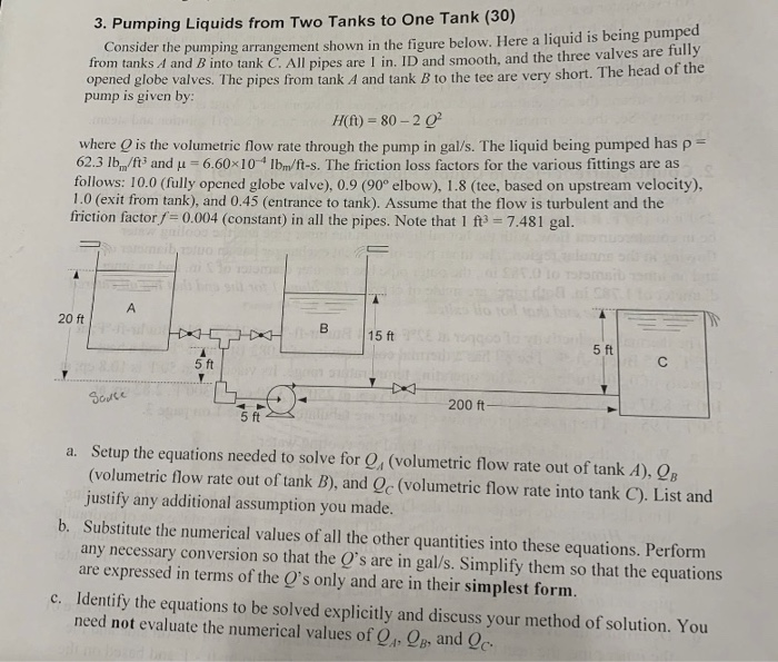3. Pumping Liquids from Two Tanks to One Tank (30) | Chegg.com