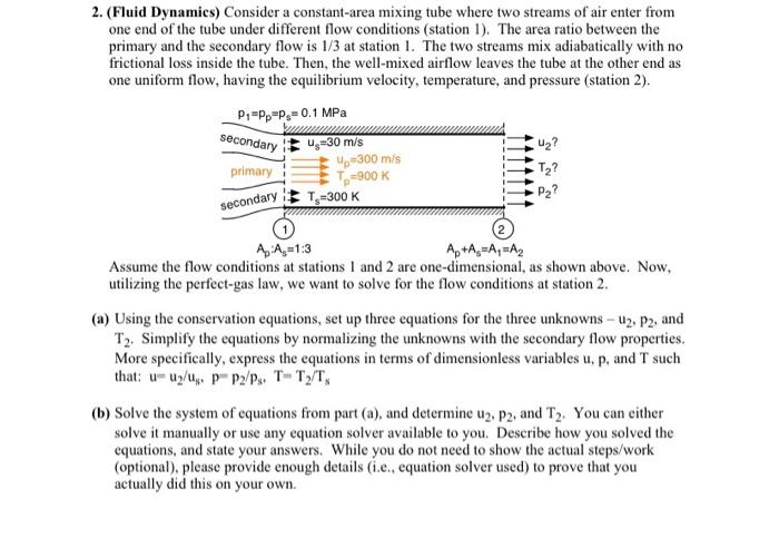 Solved 2. (Fluid Dynamics) Consider a constant-area mixing | Chegg.com