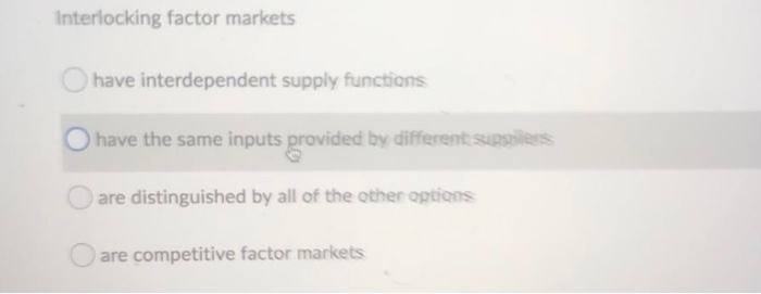 Solved Interlocking factor markets have interdependent | Chegg.com