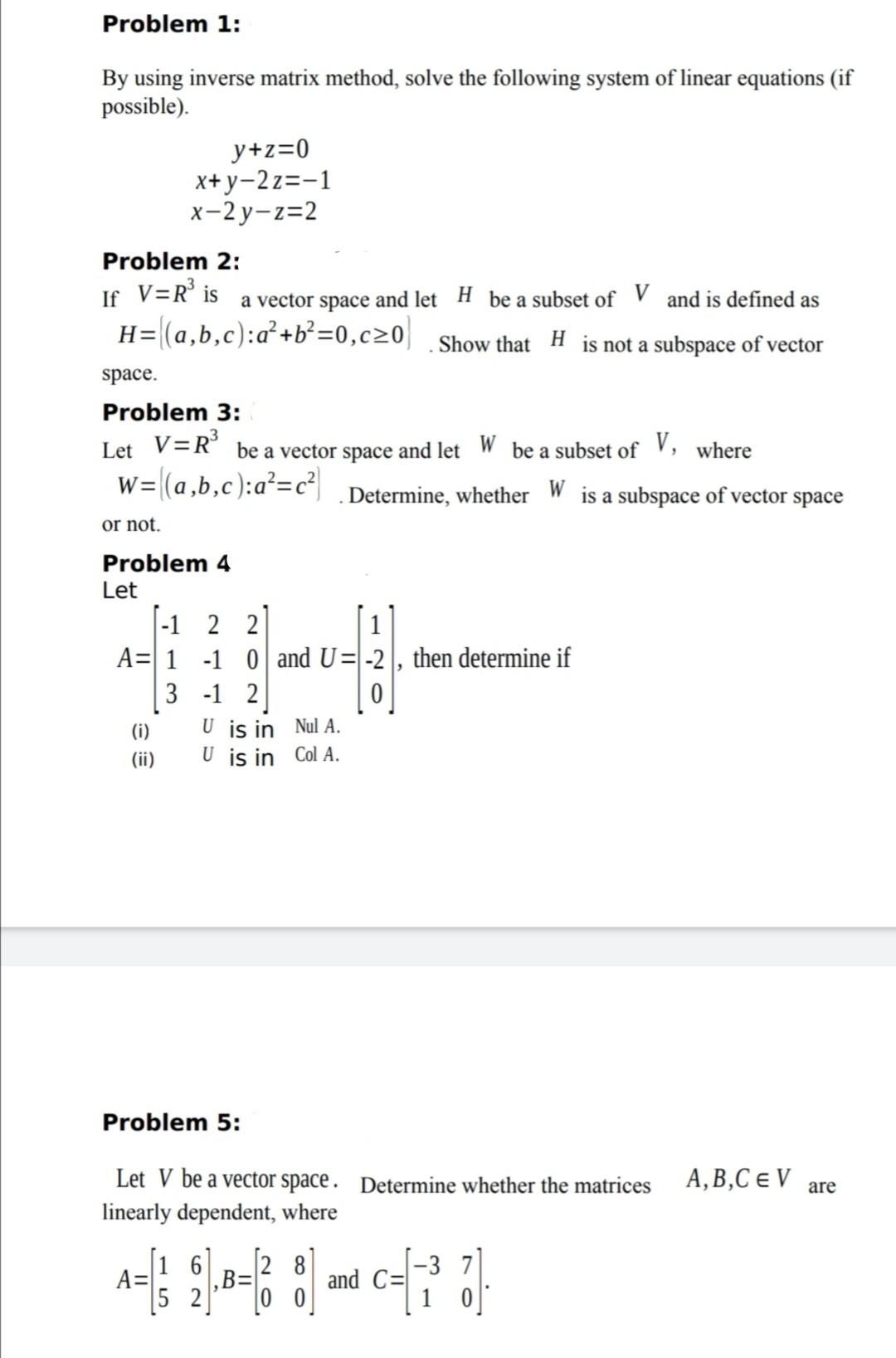 Solved Problem 1: By using inverse matrix method, solve the | Chegg.com