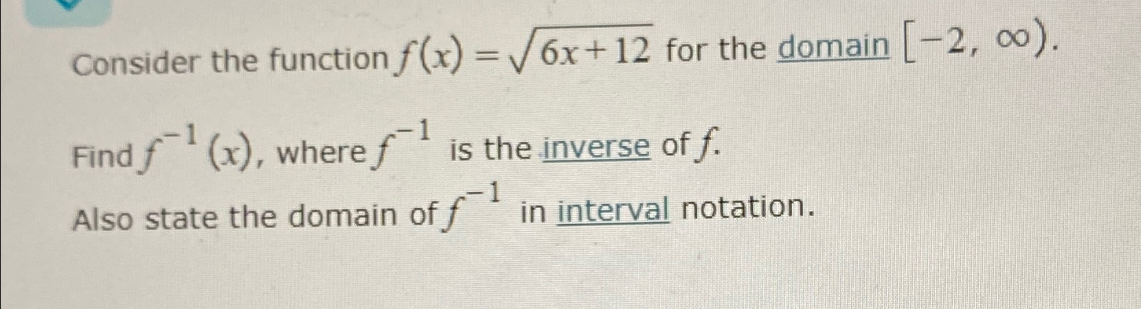 Solved Consider The Function F X 6x 122 ﻿for The Domain