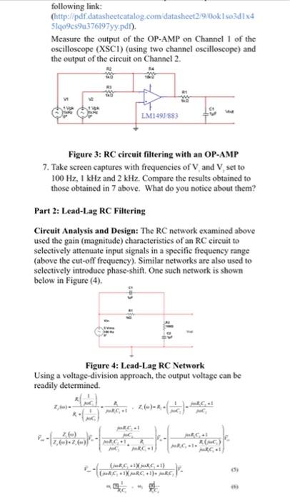 Solved Part 1: Low-pass RC Filtering Circuit Analysis and | Chegg.com