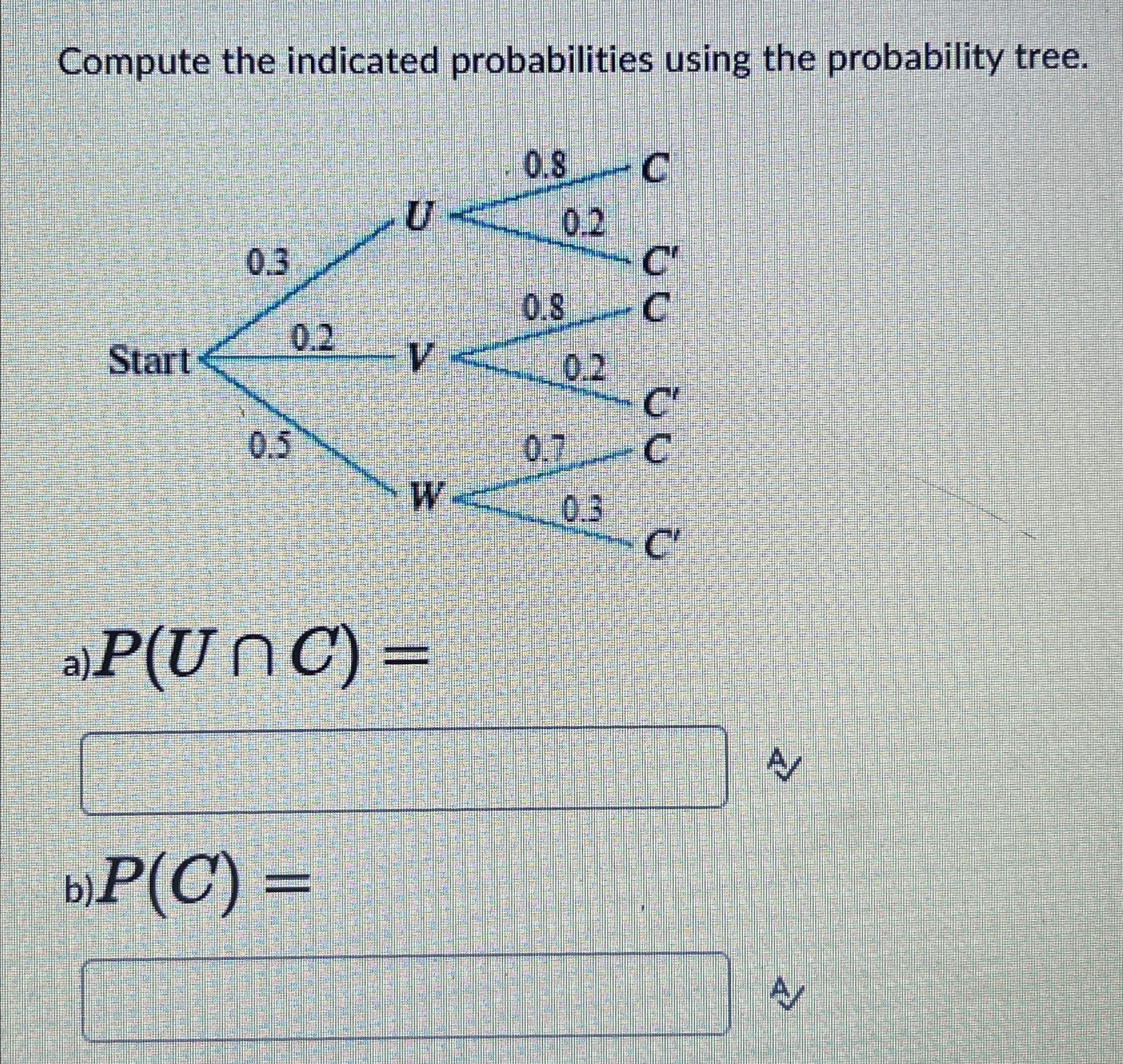 Solved Compute the indicated probabilities using the | Chegg.com