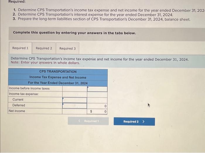 Solved The long-term Llabilities section of CPS | Chegg.com