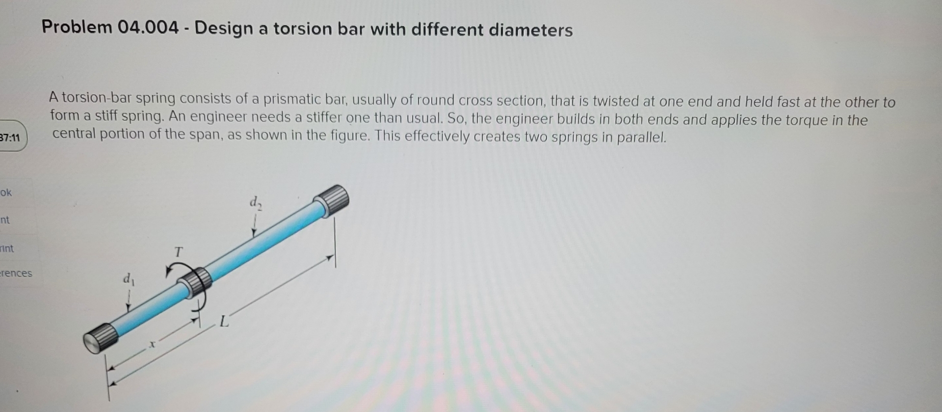 Solved Problem 04.004 - ﻿Design a torsion bar with different | Chegg.com