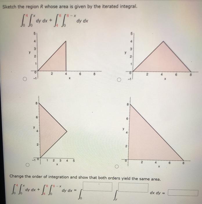 Solved Sketch the region R whose area is given by the | Chegg.com