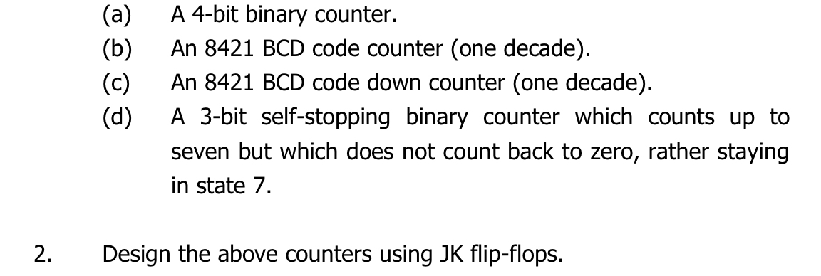 Solved (a) ﻿A 4-bit binary counter.(b) ﻿An 8421BCD ﻿code | Chegg.com