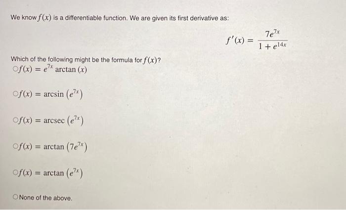 Solved We know f(x) is a differentiable function. We are | Chegg.com