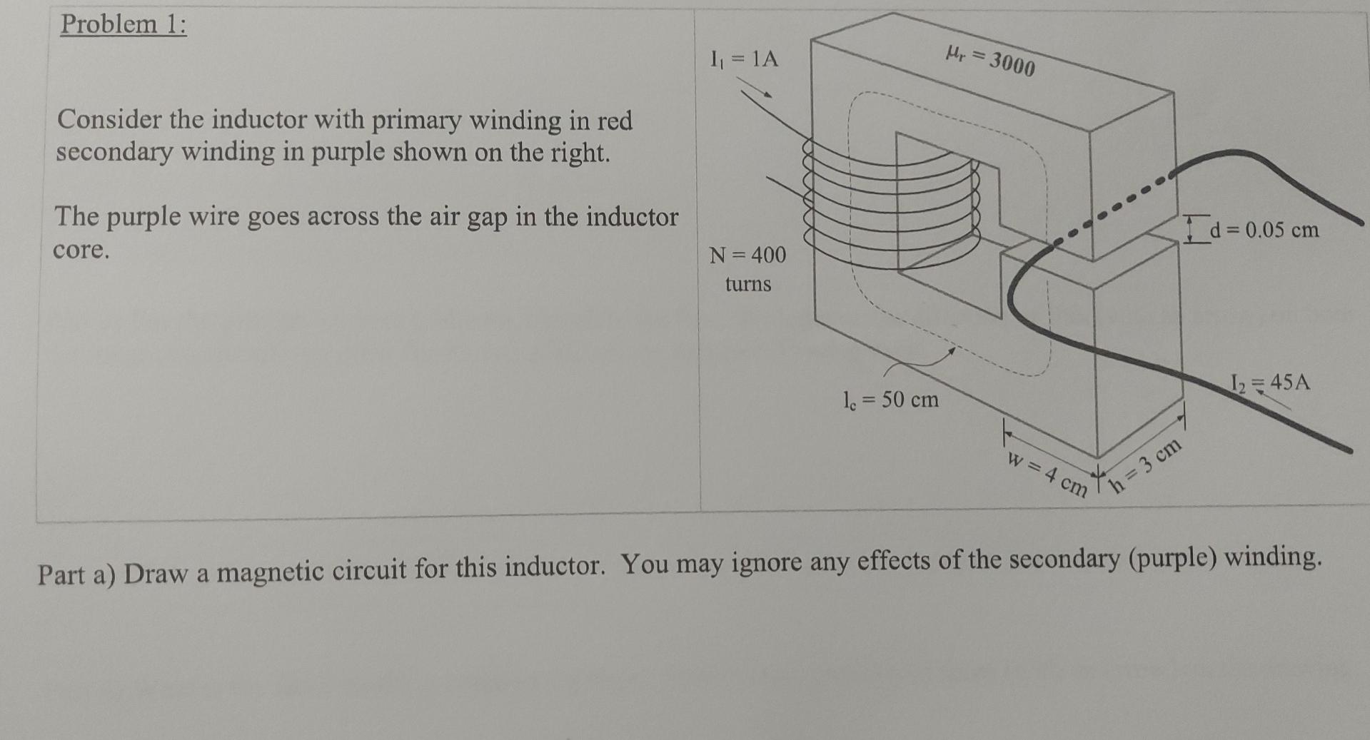 Solved Consider the inductor with primary winding in red | Chegg.com