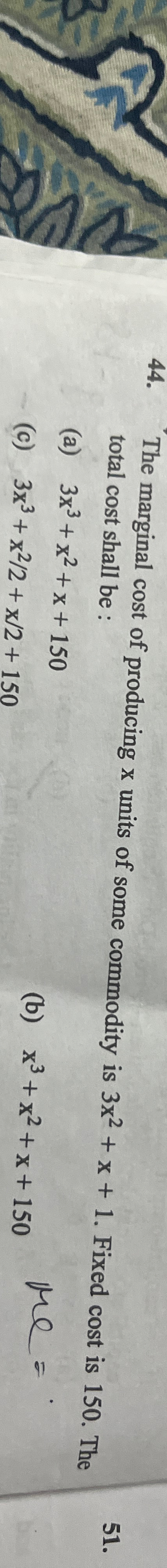Solved The marginal cost of producing x ﻿units of some | Chegg.com