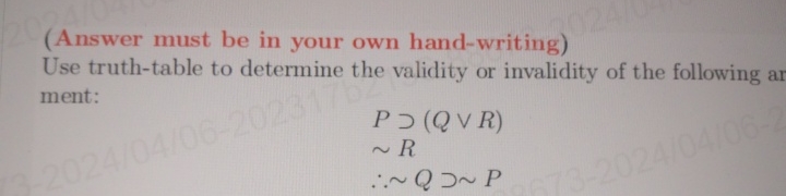 Solved (Answer must be in your own hand-writing)Use | Chegg.com