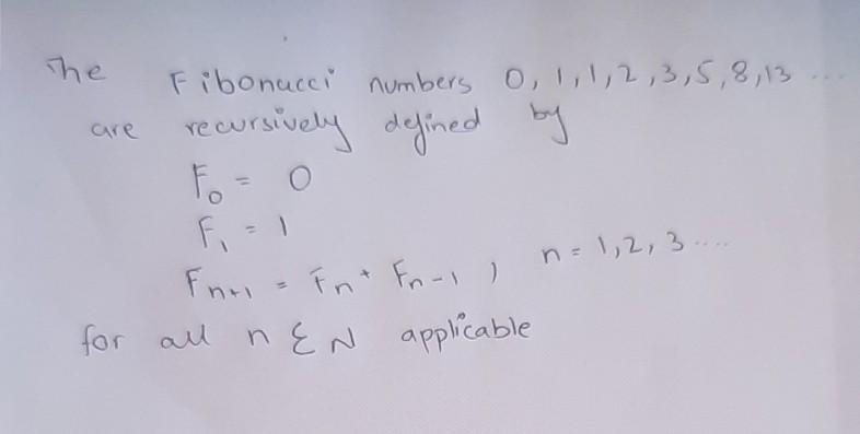 Solved The are Fibonacci numbers 0,1,1,2,3,5,8,13 | Chegg.com
