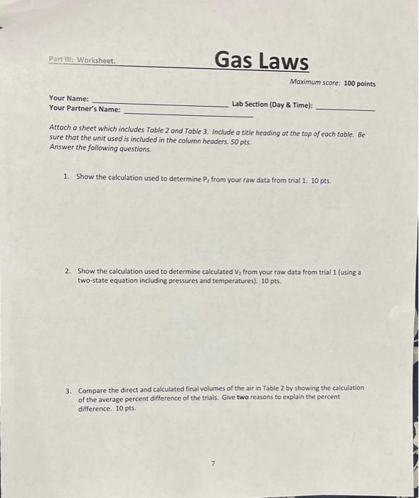 Solved DATA TABLES Complete this data table of your raw data | Chegg.com