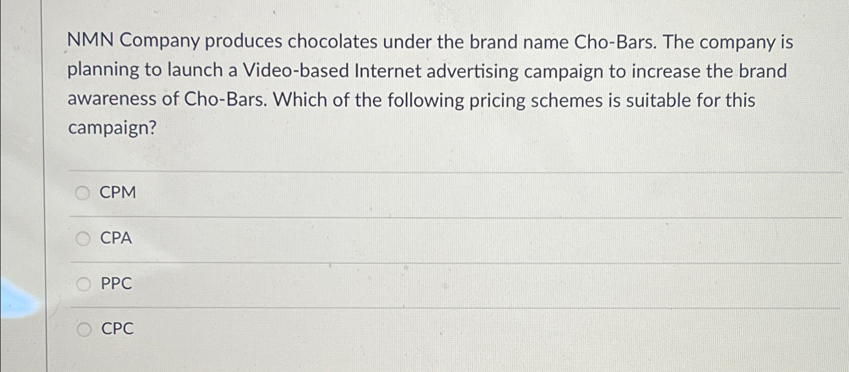 Solved NMN Company produces chocolates under the brand name | Chegg.com