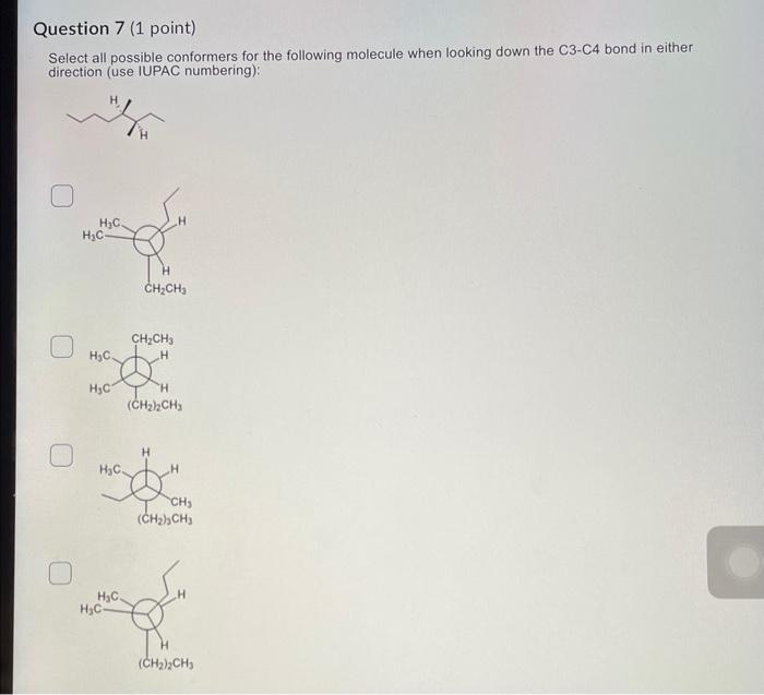 Solved Select all possible conformers for the following | Chegg.com