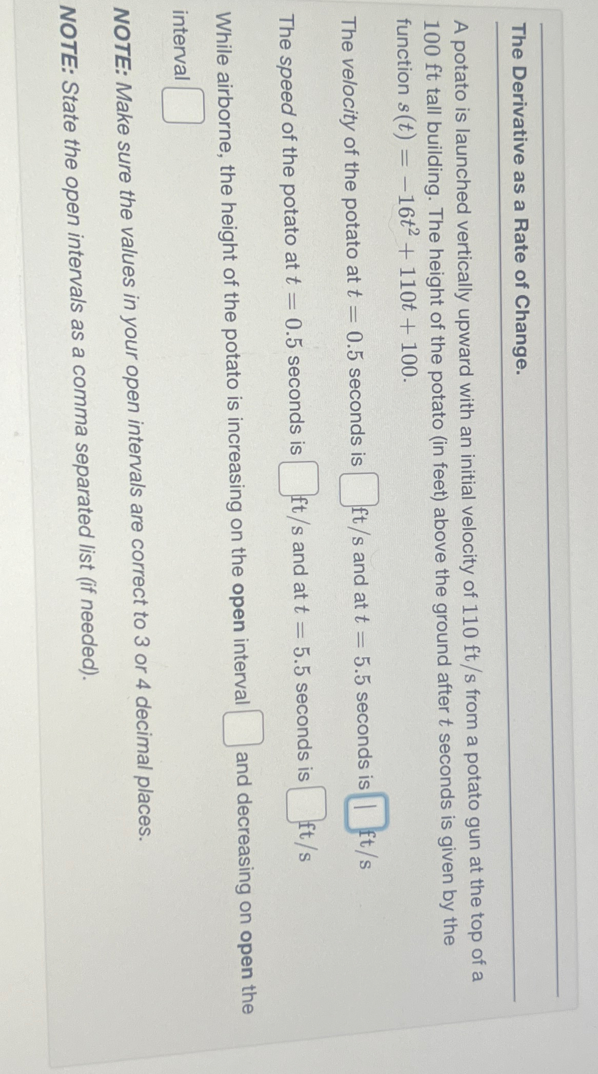 Solved The Derivative as a Rate of Change.A potato is | Chegg.com