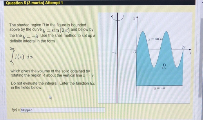Solved The shaded region in the figure is bounded above by | Chegg.com