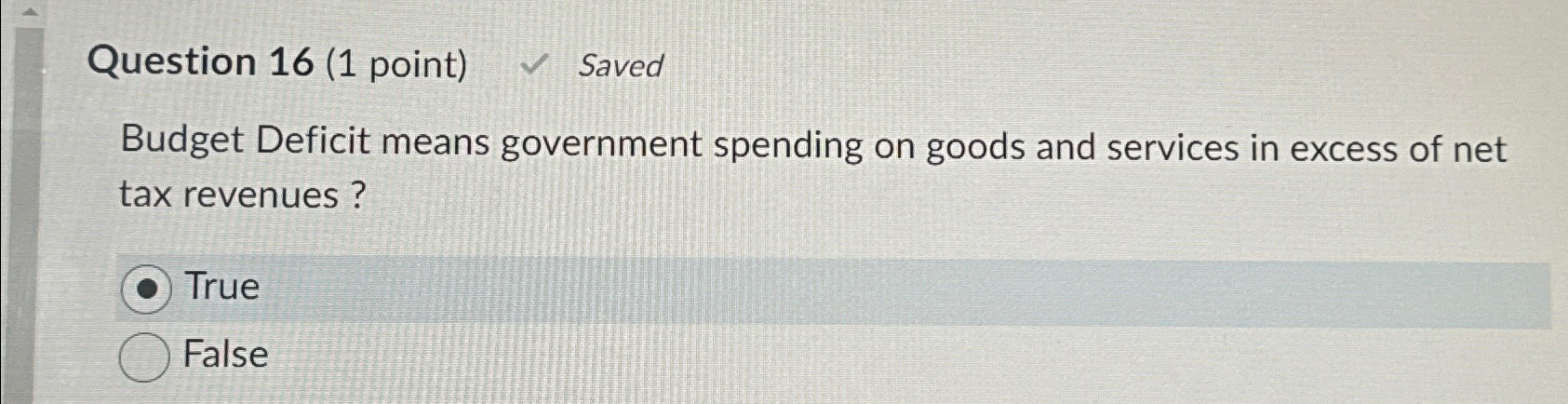 Solved Question 16 (1 ﻿point) ﻿SavedBudget Deficit means | Chegg.com