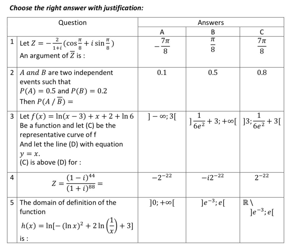 Solved Choose the right answer with | Chegg.com