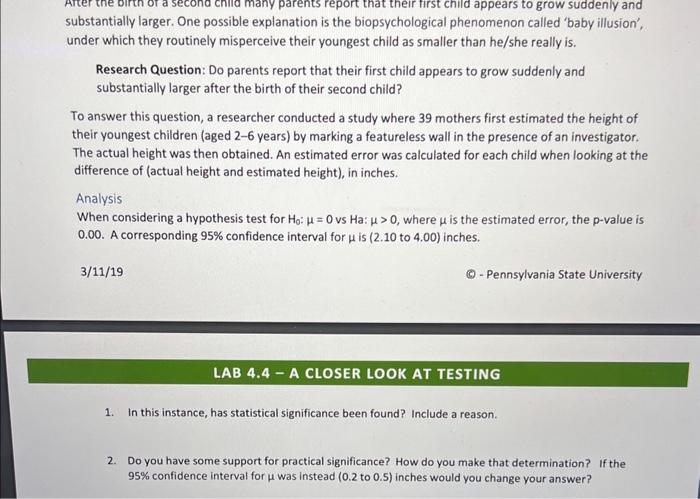 Solved substantially larger. One possible explanation is the | Chegg.com