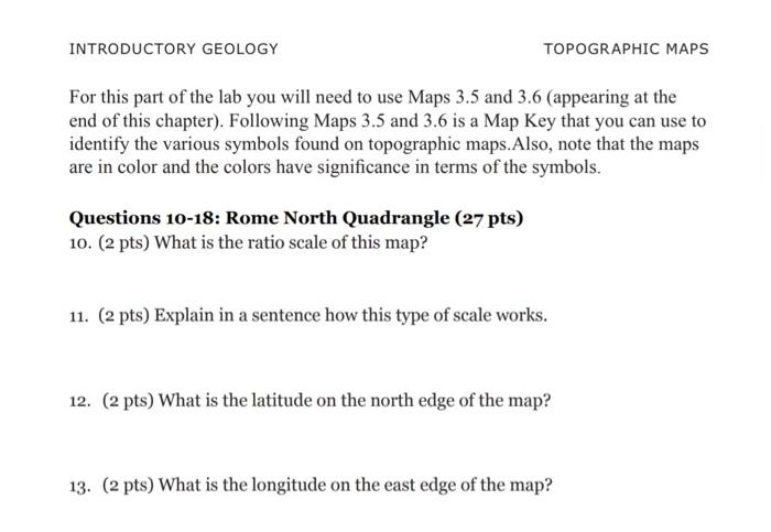 Solved 3.8.1 Topographic Maps Lab NOTE: For all of the | Chegg.com