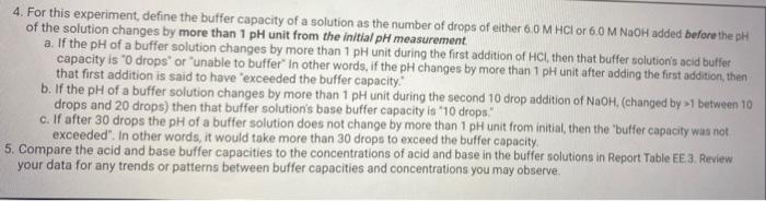 Solved Report Table EE.9a: Buffer capacities when adding | Chegg.com