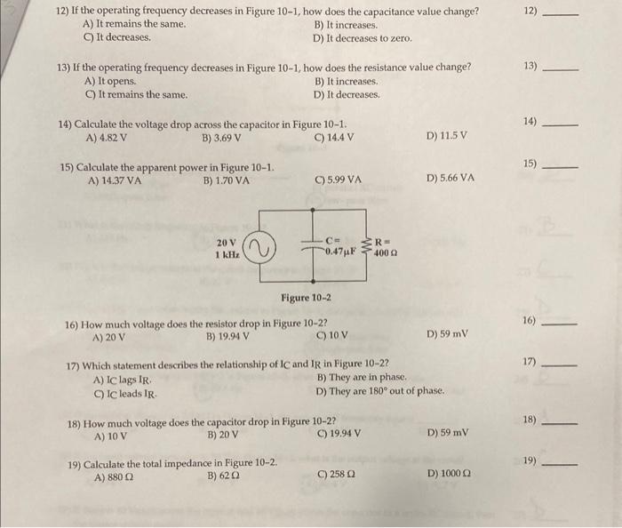 Solved Figure 10−112) If the operating frequency decreases | Chegg.com