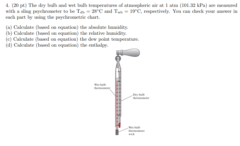 Solved (20pt) ﻿The dry bulb and wet bulb temperatures of | Chegg.com