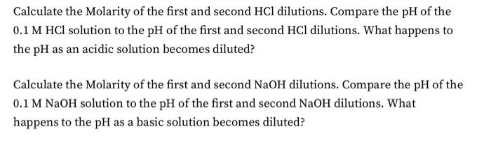 Solved Calculate the Molarity of the first and second HCl | Chegg.com
