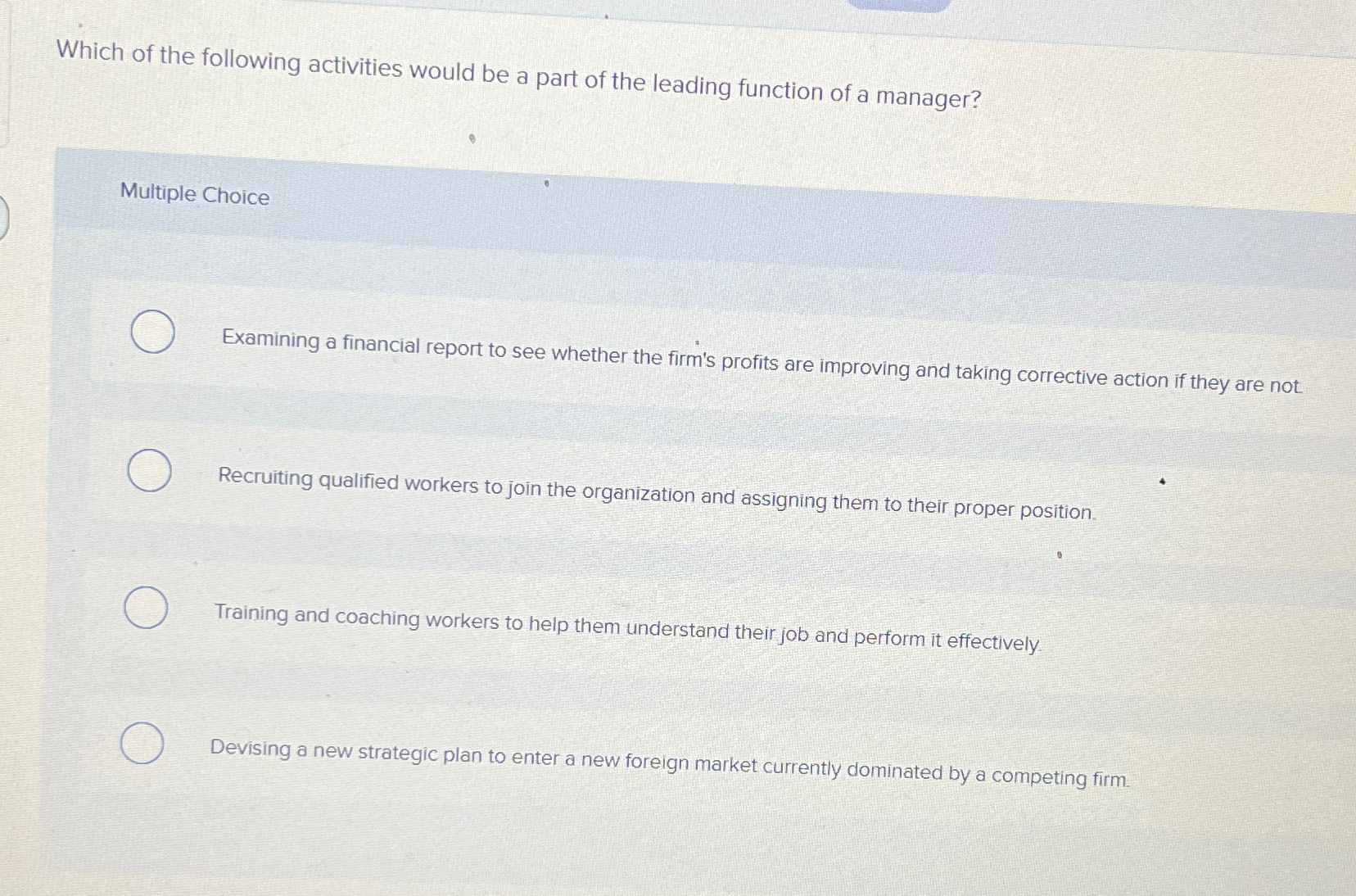 Solved Which of the following activities would be a part of | Chegg.com