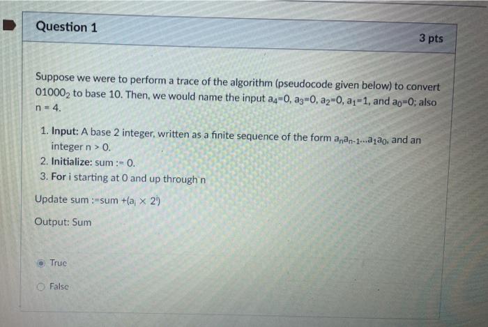 Solved Question 1 3 pts Suppose we were to perform a trace | Chegg.com