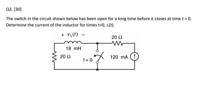Solved The switch in the circuit shown below has been open | Chegg.com