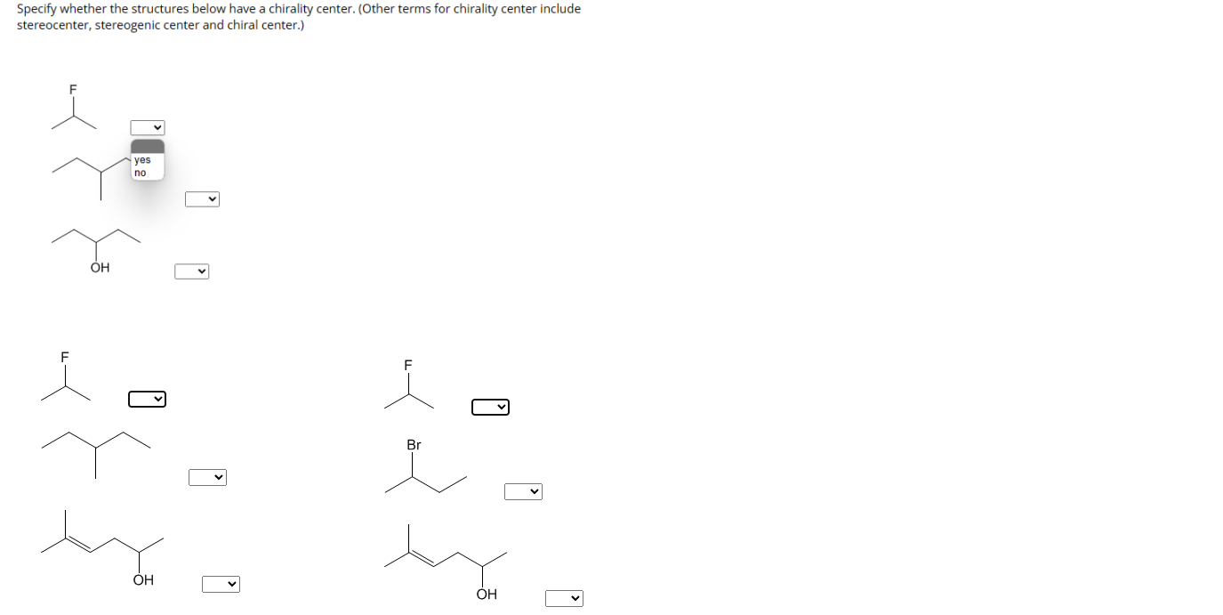Solved Specify whether the structures below have a chirality | Chegg.com