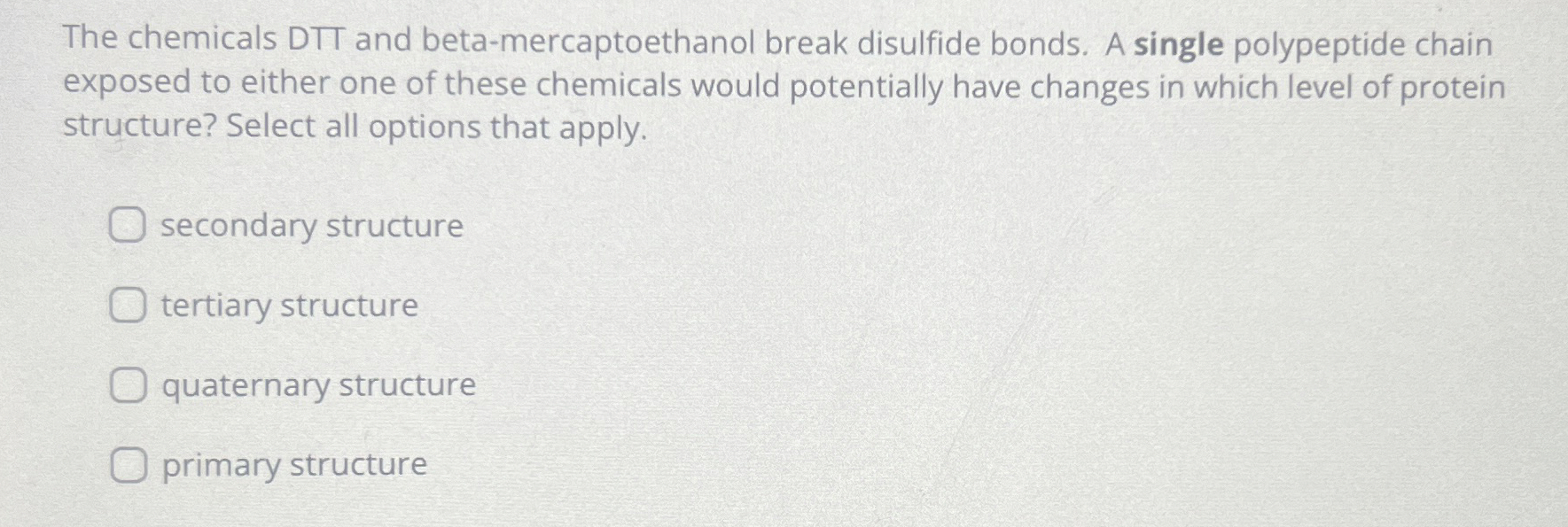 Solved The chemicals DTT and beta-mercaptoethanol break | Chegg.com
