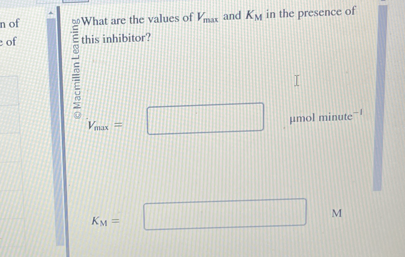 Solved ?00 ﻿What are the values of Vmax ﻿and KM ﻿in the | Chegg.com