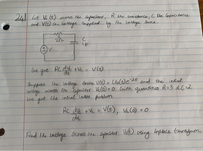 Solved 241 let V. (t) alsore the capacitor, & the | Chegg.com