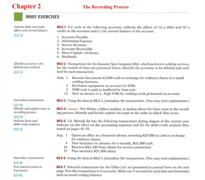 Solved The Recording Process Chapter 2 BRIEF EXERCISES | Chegg.com
