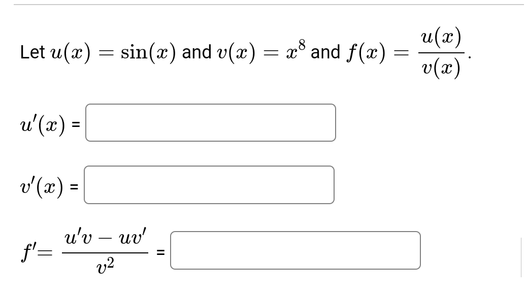 Solved Let u(x) = sin(x) and v(x) sin(x) and v(x) = x³ and | Chegg.com Solved Let u(x) = sin(x) and v(x) sin(x) and v(x) = x³ and | Chegg.com