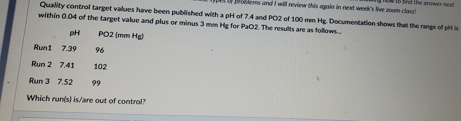 Solved Quality control target values have been published | Chegg.com