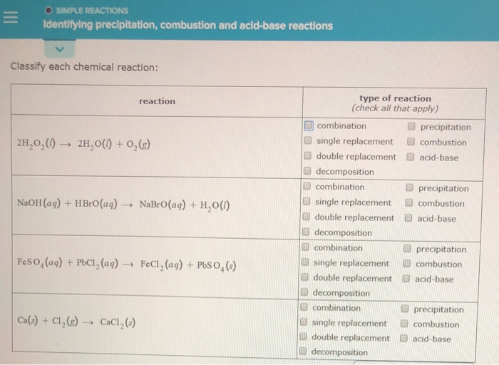 Solved O Simple Reactions Identifying Precipitation
